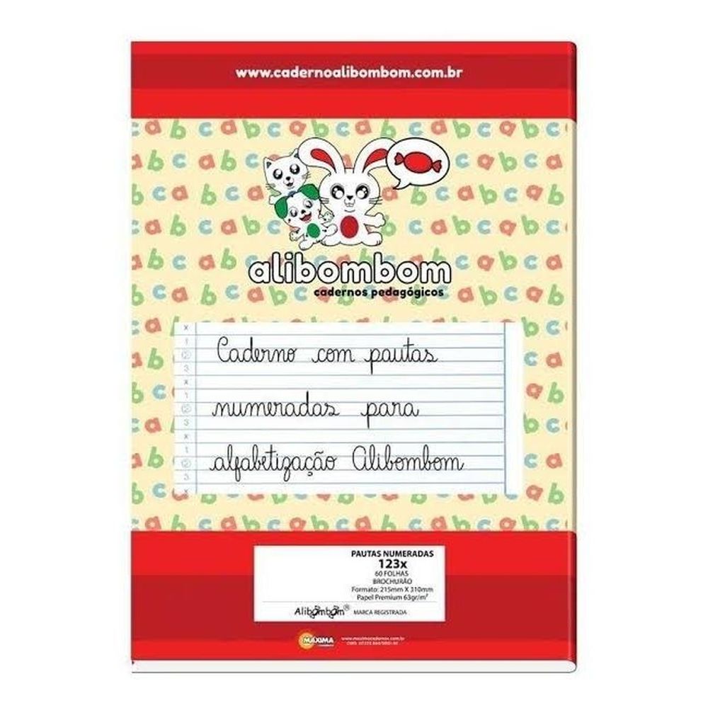 CADERNO ALIBOMBOM BROCHURÃO CAPA FLEXÍVEL 60 FOLHAS - VERMELHO - 123X ...