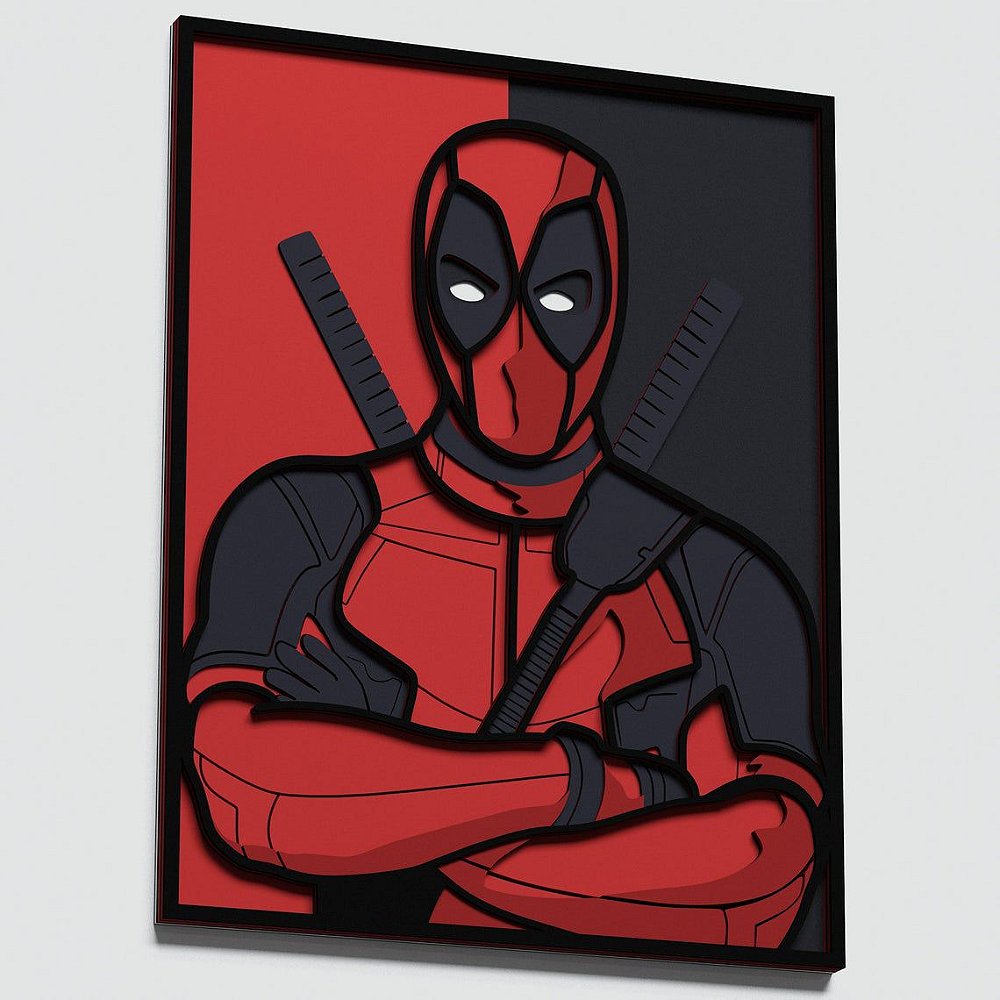 DEADPOOL WALL ART MULTICAMADAS - Toca das Mandalas Decoração