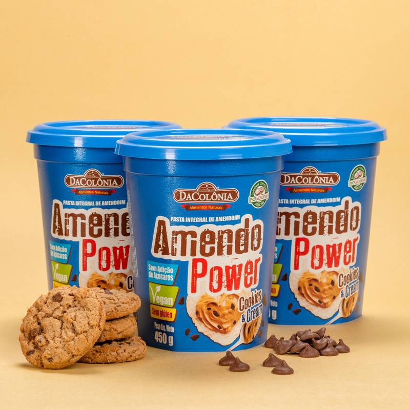 Pasta de Amendoim Amendo Power com Cookies & Cream 450g DaColônia ...