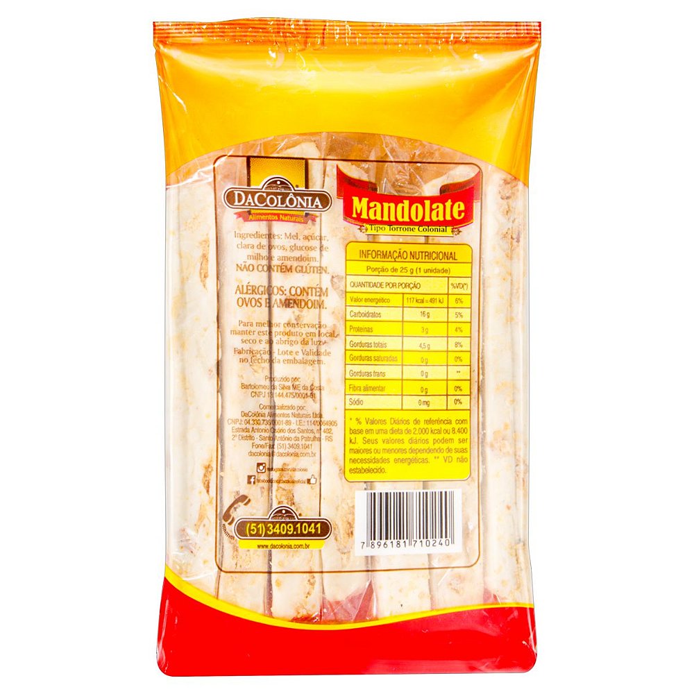 Mandolate tipo Torrone Colonial com Mel 130g - Loja virtual DaColônia ... Mandolate tipo Torrone Colonial com Mel 130g - Loja virtual DaColônia ...