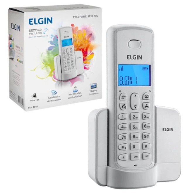 Telefone sem Fio Elgin TSF 8001 branco Com Identificador de Chamadas 1. ...