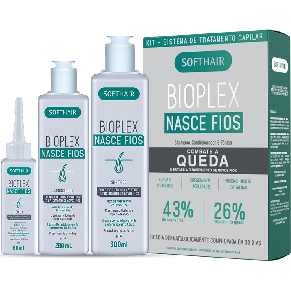 Kit Bioplex Nasce Fios - Combate a queda capilar - Loja Soft Hair