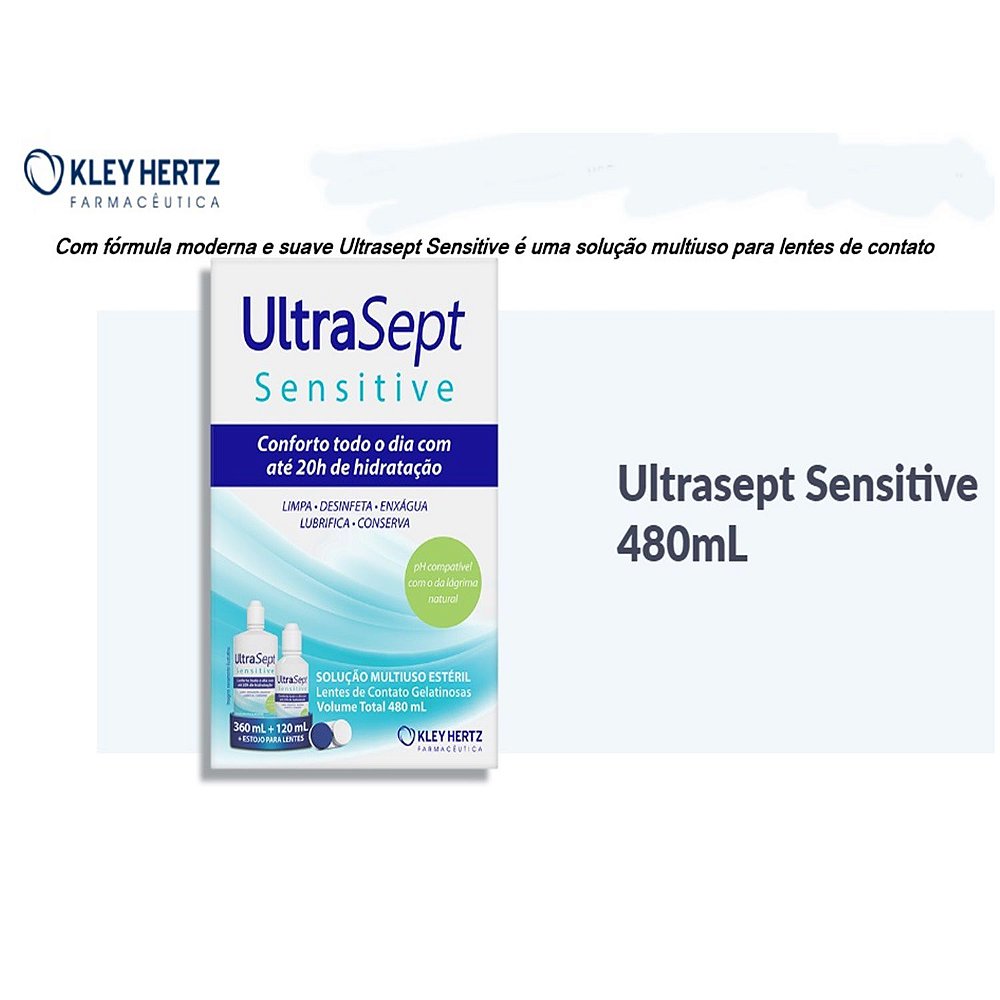 Solução Ultrasept Sensitive 480ml e Estojo Para Lentes - Bia Perfumaria