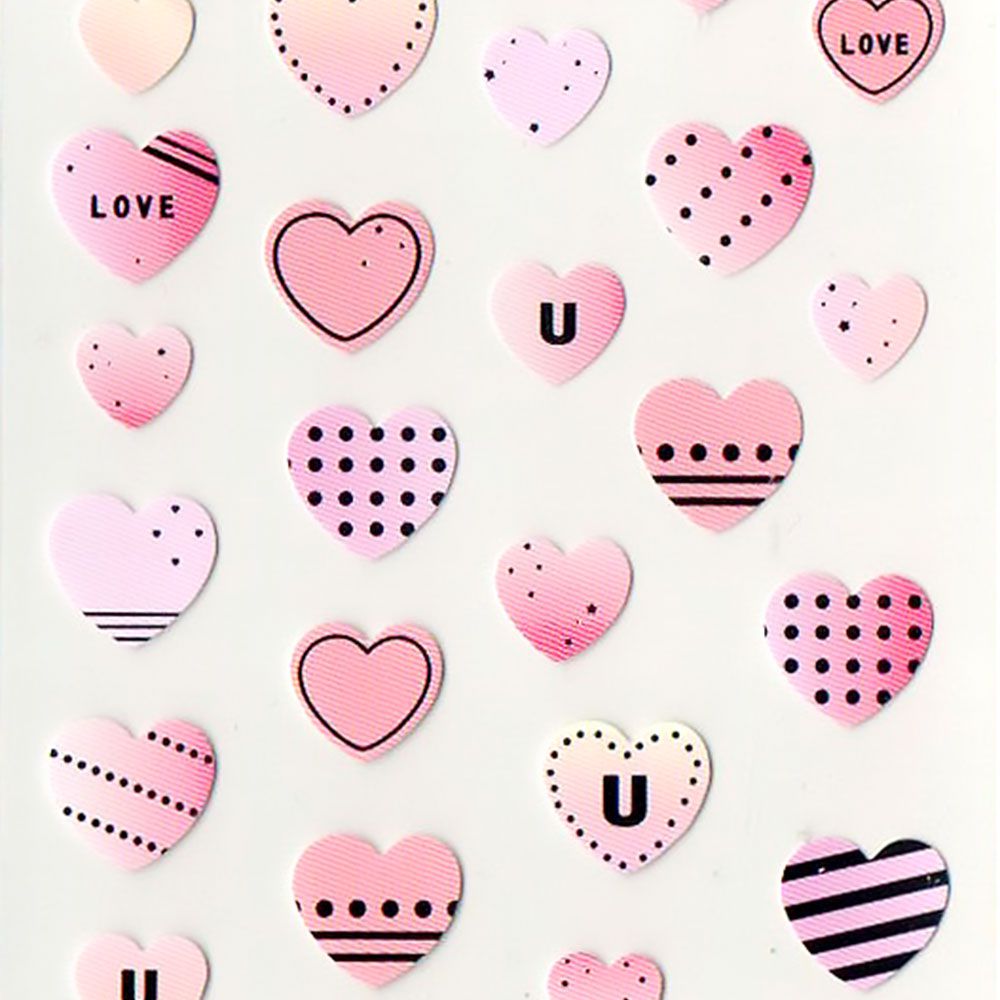 Adesivo Divertido Papel - Basic Sticker Corações Rosa Nekoni - Fancy Goods