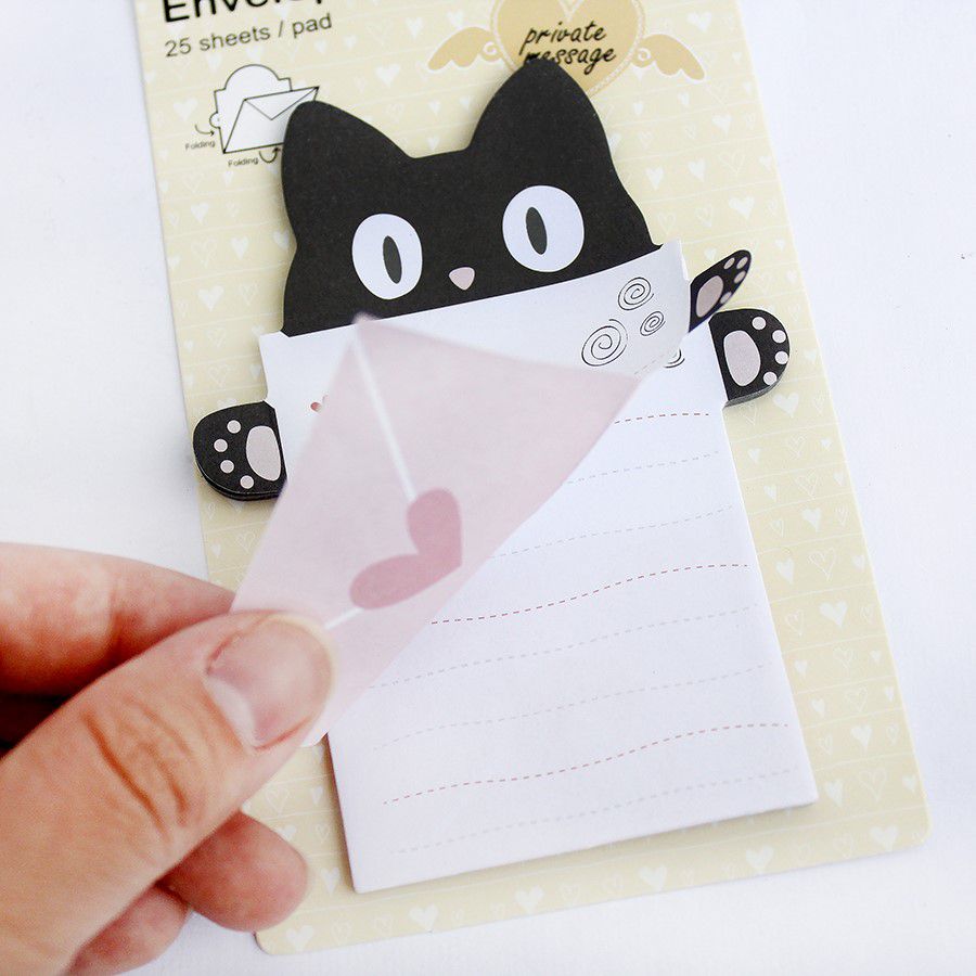 Post-it Envelope Sticky Notes Gato Preto - Fancy Goods