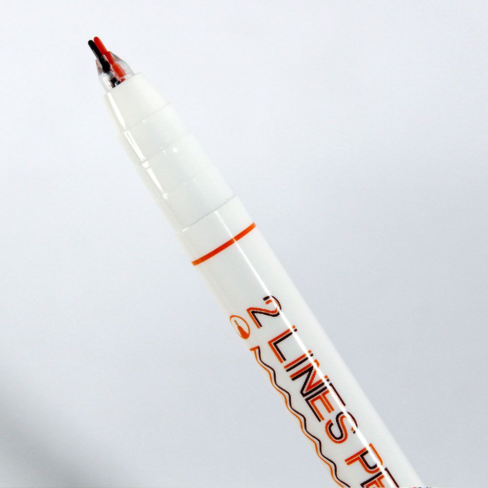 Caneta Ponta Dupla 2 Lines Pen Laranja e Marrom - Fancy Goods