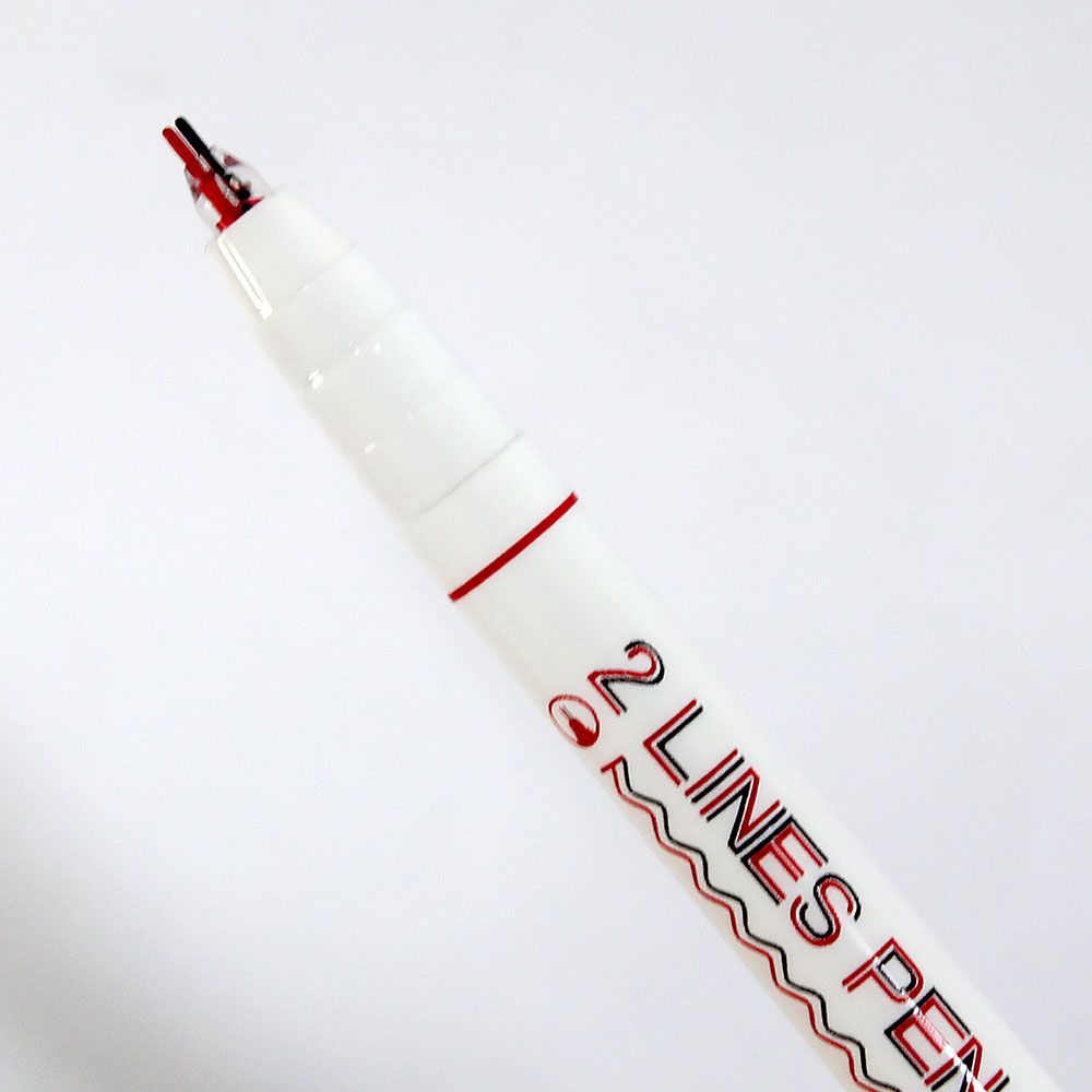 Caneta Ponta Dupla 2 Lines Pen Vermelho e Preto - Fancy Goods