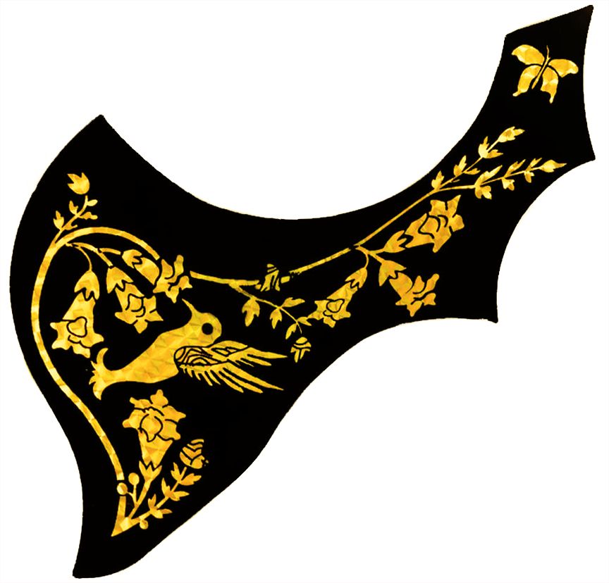 Escudo Para Violão Folk Adesivo Autocolante Floral Dourado - American ...