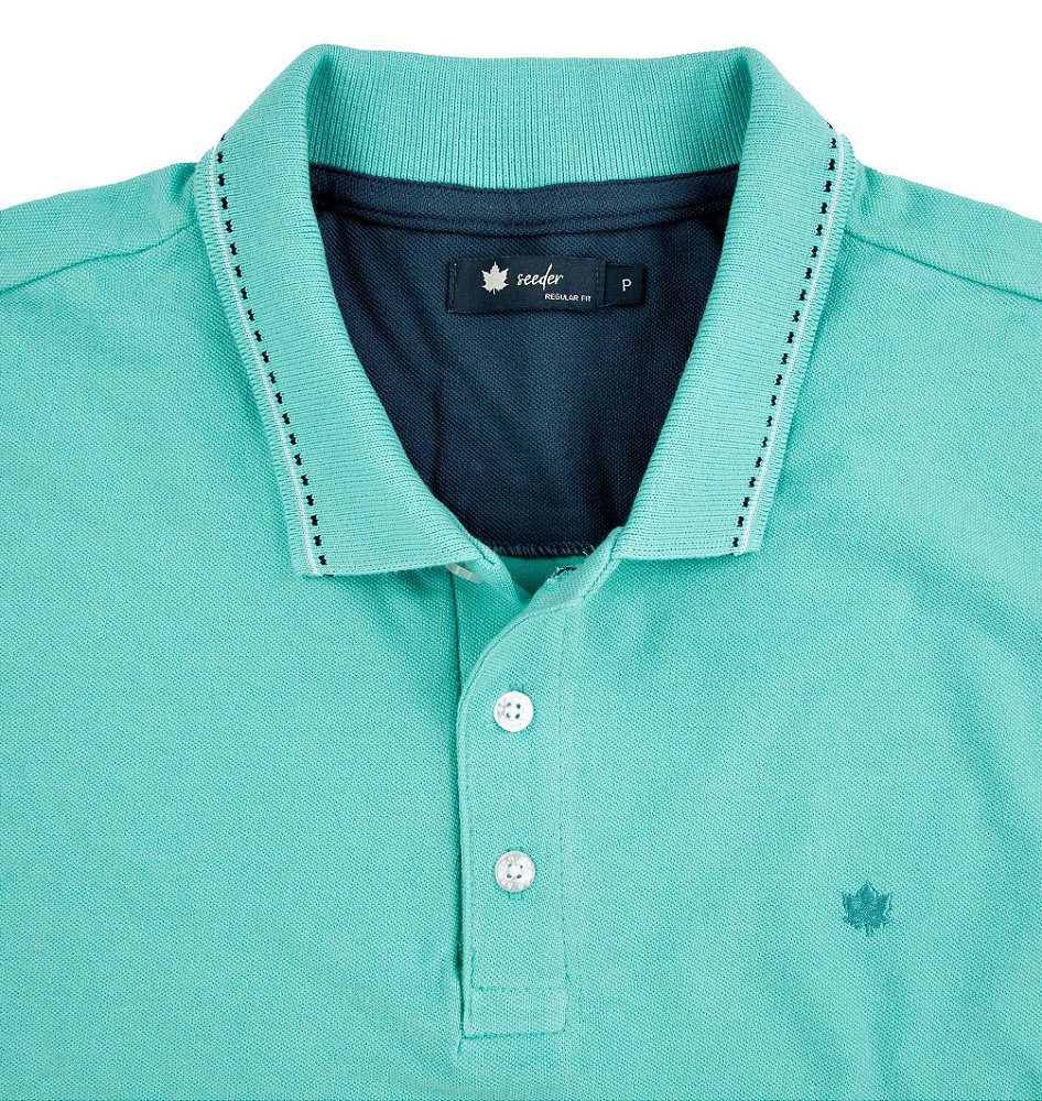 POLO MASCULINA EM PIQUET COR TURQUESA - Seeder