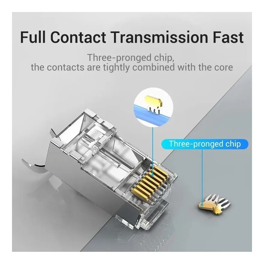 Kit 100 Conector Rj45 Cat6 Blindado Profissional - MB UTILIDADES