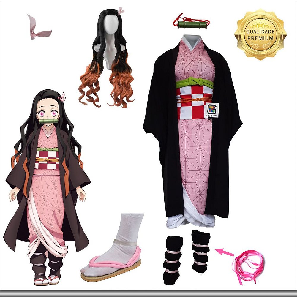 Cosplay Nezuko Kamado - Fantasia Anime Demon Slayer Kimetsu no Yaiba ...