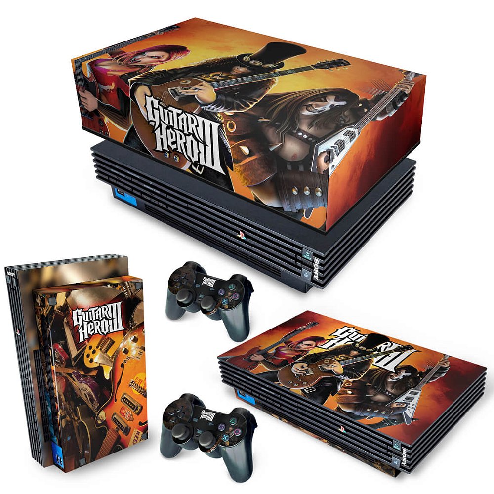 KIT PS2 Fat Skin e Capa Anti Poeira - Guitar Hero III 3 - Pop Arte Skins