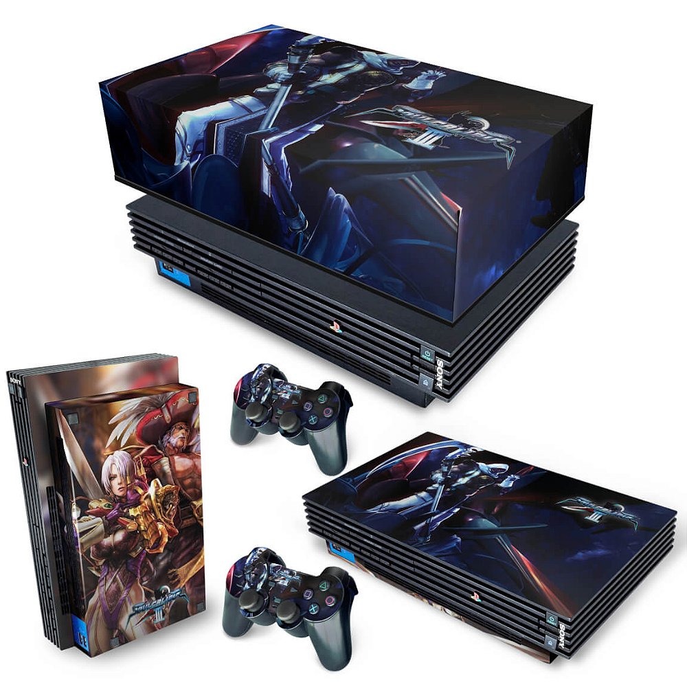 KIT PS2 Fat Skin e Capa Anti Poeira - SoulCalibur III - Pop Arte Skins