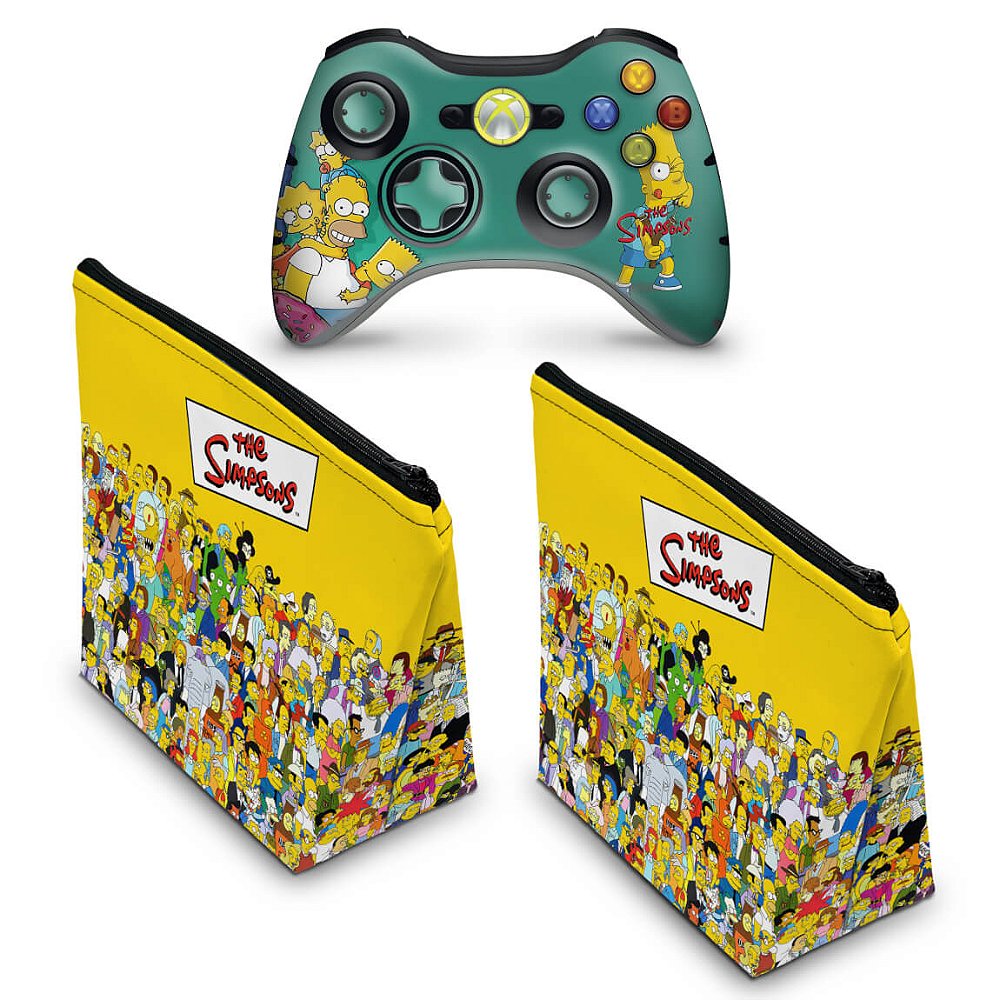 KIT Capa Case e Skin Xbox 360 Controle - Simpsons - Pop Arte Skins