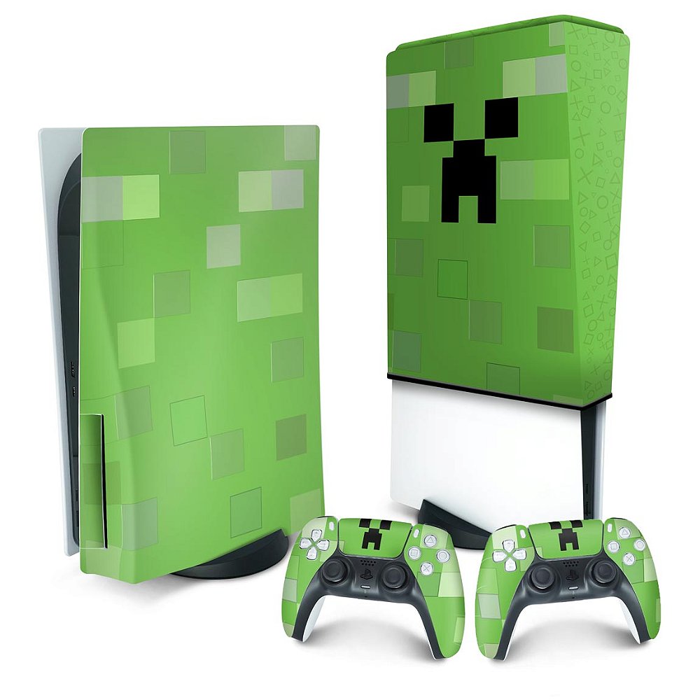 KIT PS5 Skin e Capa Anti Poeira - Creeper Minecraft - Pop Arte Skins