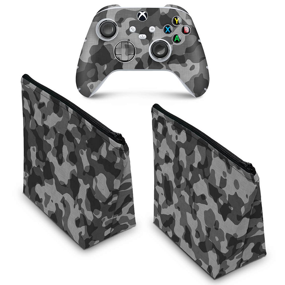 KIT Capa Case e Skin Xbox Series S X Controle - Camuflado Cinza - Pop ...