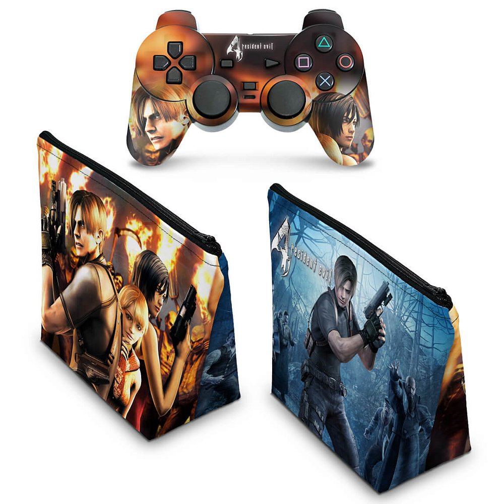 KIT Capa Case e Skin PS2 Controle - Resident Evil 4 - Pop Arte Skins
