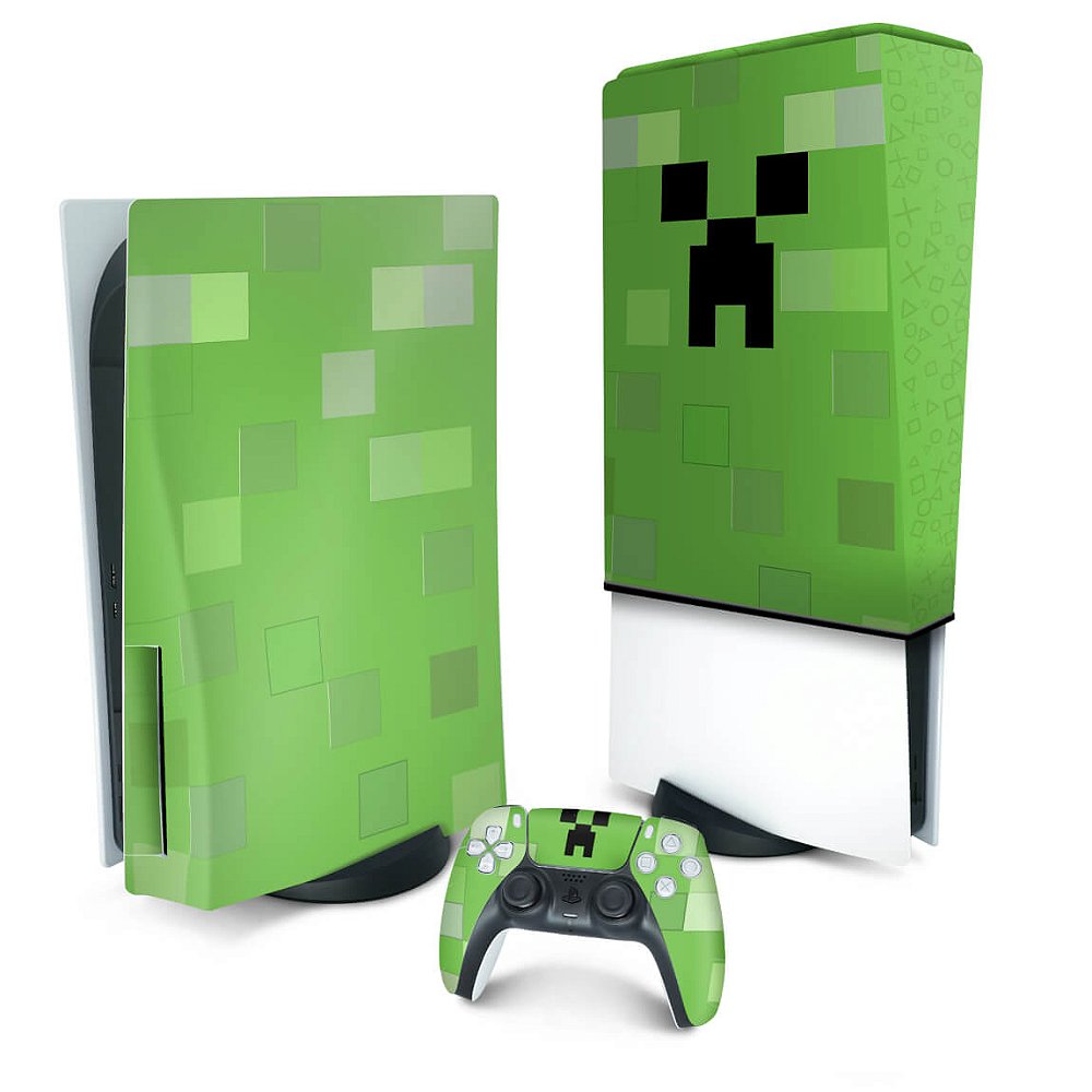 KIT PS5 Skin e Capa Anti Poeira - Creeper Minecraft - Pop Arte Skins