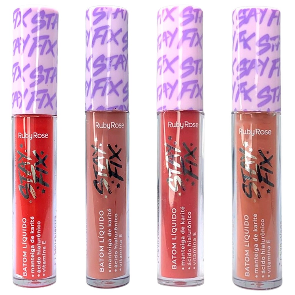 Batom Líquido Stay Fix Ruby Rose Kit 08 unid | site de make - Virtual ...