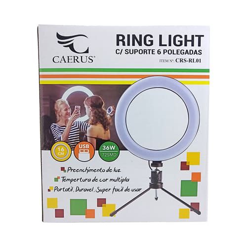 Luz Ring Light 6 Polegadas com Suporte Mini Tripé Caerus CRS-RL01 - Virtual Make | Fornecedora ...