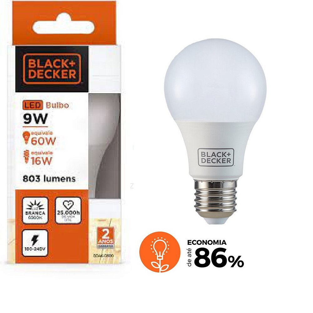 LÂMPADA LED BULBO 9W 3000K BLACK DECKER - Guaxucabos