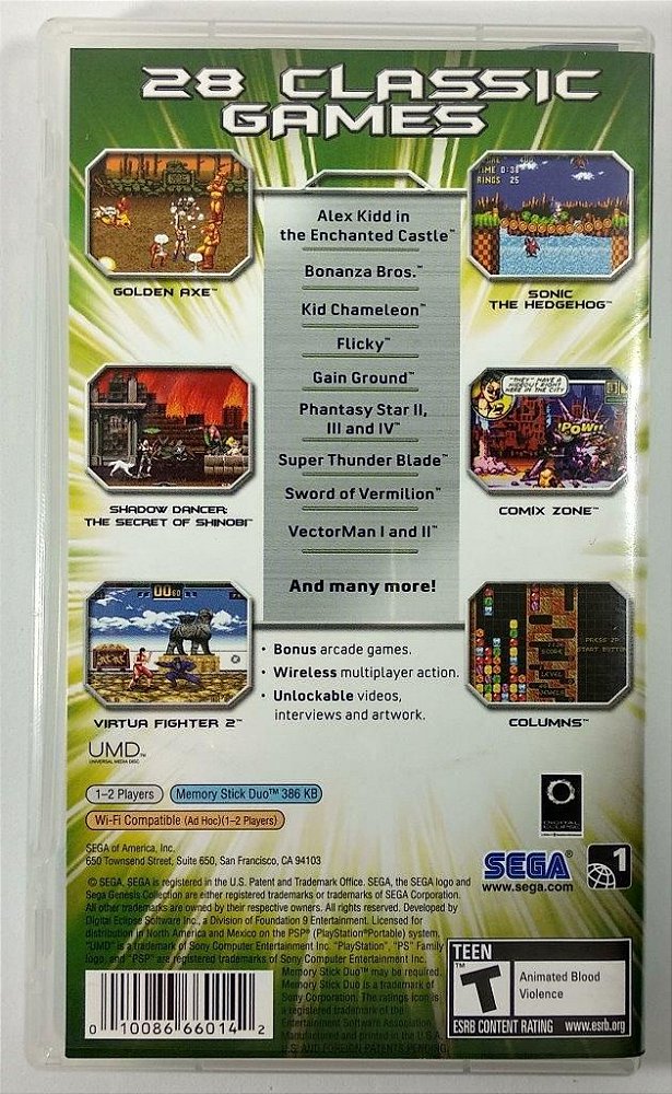 Sega Genesis Collection Original - PSP - Sebo dos Games - 8 anos! Games Antigos e Usados, do ...