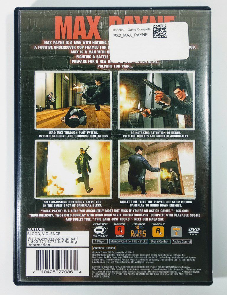 Max Payne Original - PS2 - Sebo dos Games - 7 anos! Games Antigos e ...