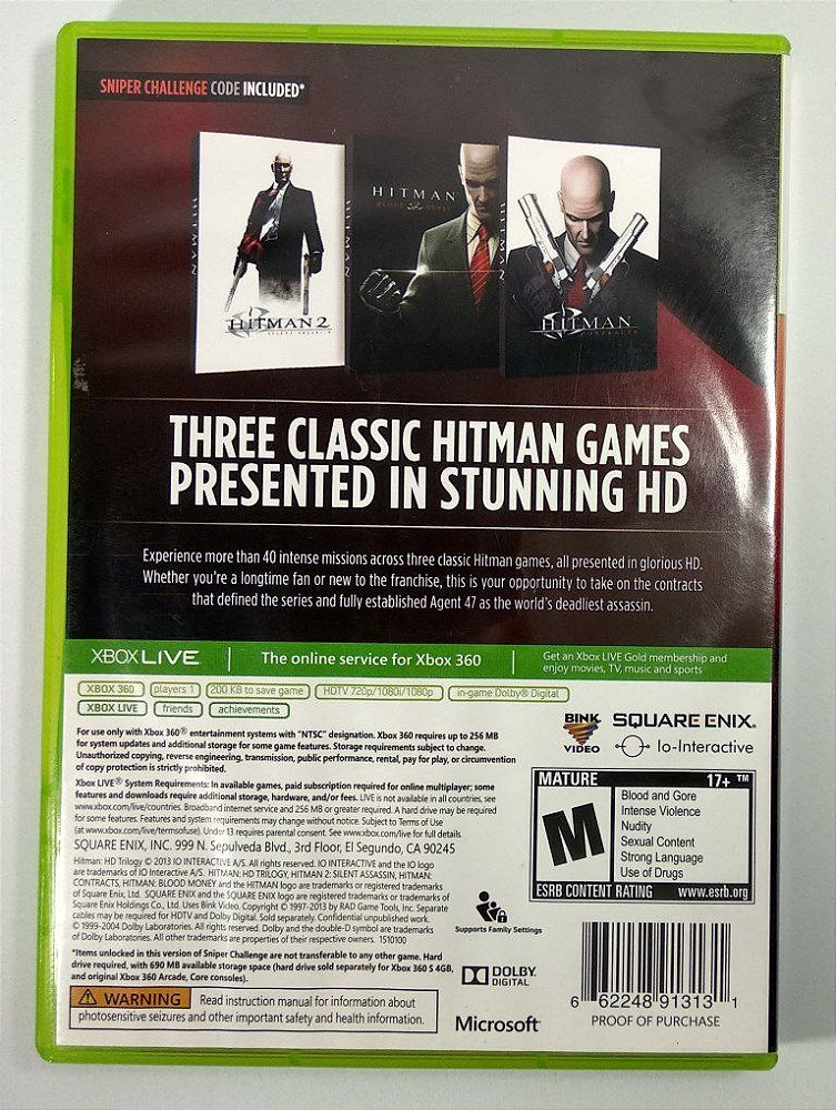 Hitman HD Trilogy - Xbox 360 - Sebo dos Games - 9 anos! Games Antigos e ...