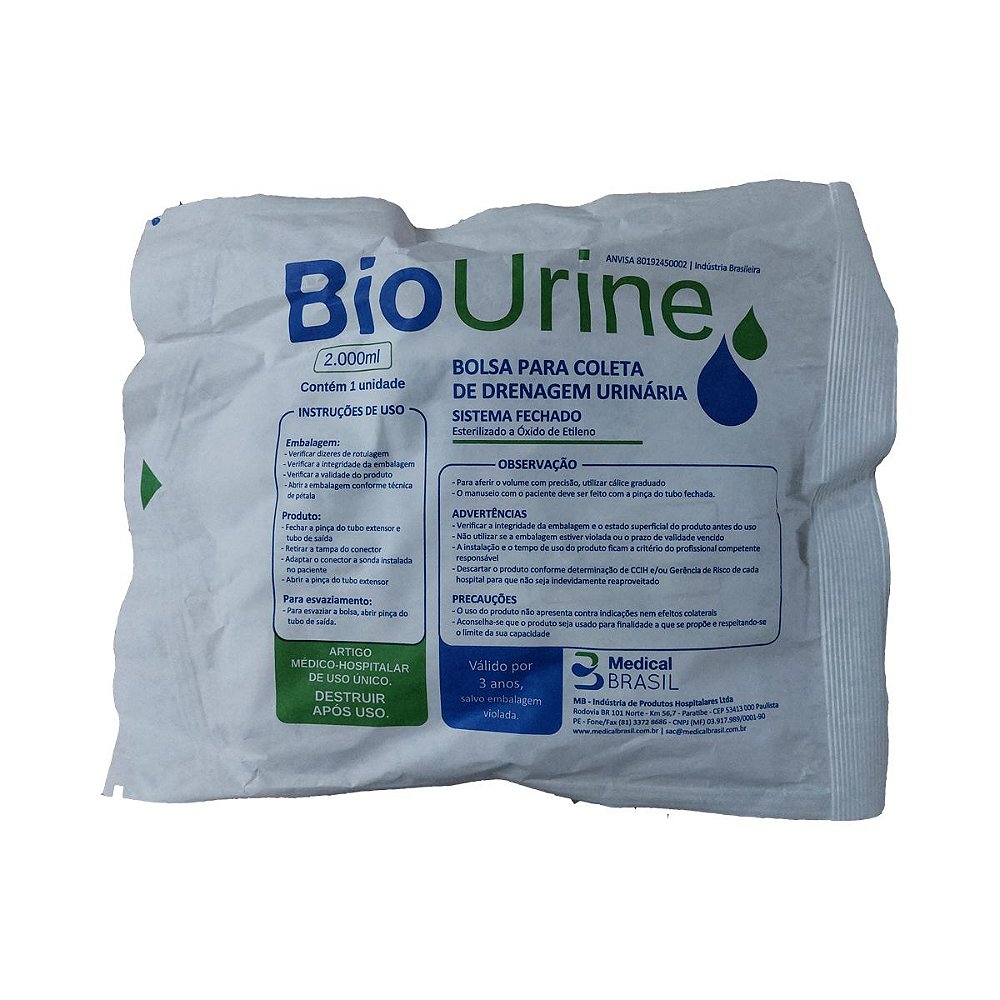 Coletor de Urina Bio-Urine 2000ml Sistema Fechado - Medical Brasil ...