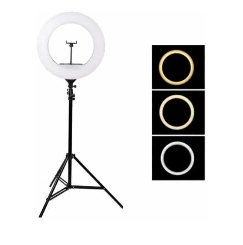 RING LIGHT 45CM - 18 POLEGADAS LED COM CONTROLE + TRIPÉ 2M - La’ Make