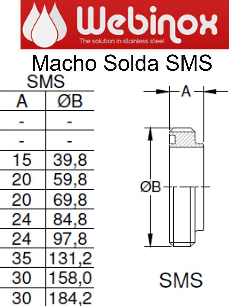 Macho Solda SMS - Soluções em Aço Inox - Conexões, Válvulas, Filtros em ...
