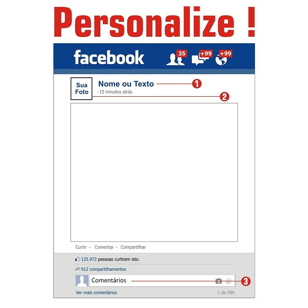Placa Moldura Facebook - Adesivos de Box, Parede, Decoração em Geral