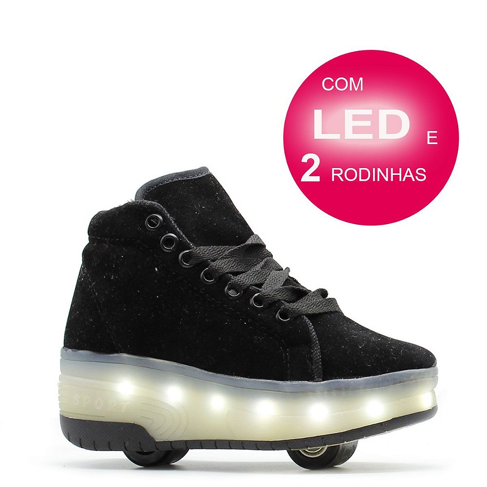 Tenis patins Led com 2 Rodinha Infantil Feminino - Pemania Calcados ...