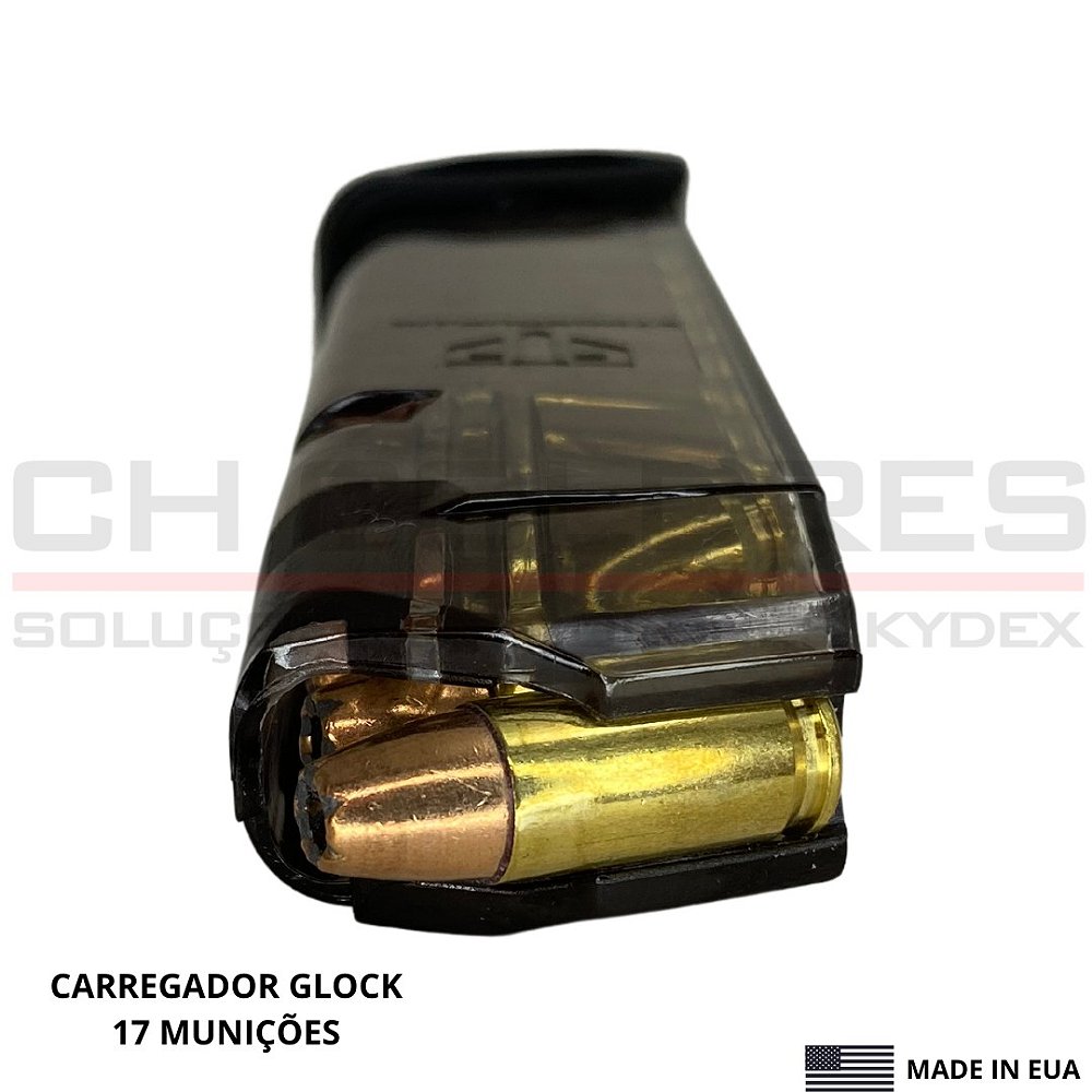 CARREGADOR GLOCK - ETS - CAPACIDADE 17 MUNIÇÕES - 9MM - CH Coldres