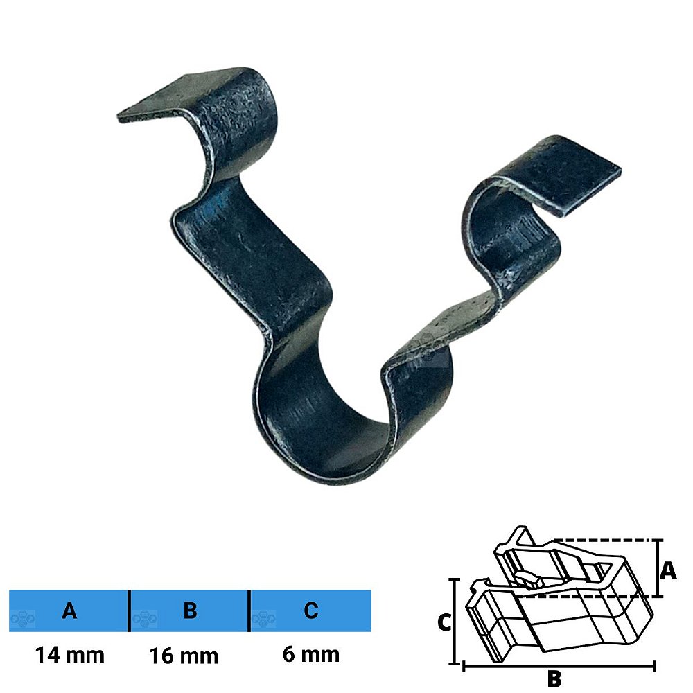 Grampo Metálico Automotivo 14X16X6mm - Clickpresilhas