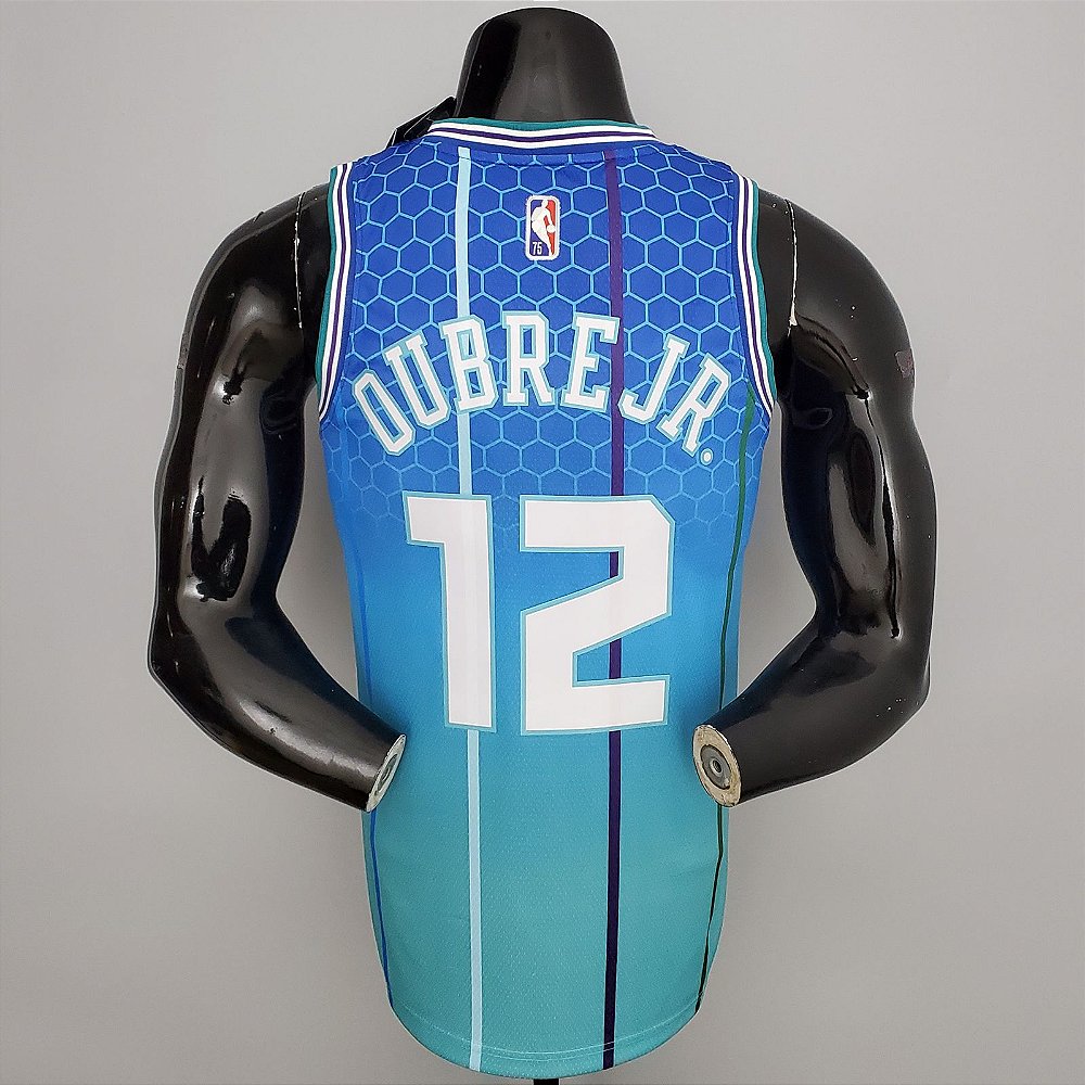Regata Basquete NBA Charlotte Hornets OubreJr 12 Edição Azul Jogador ...
