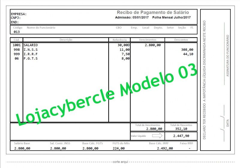 HOLERITE (CONTRACHEQUE) 100% EDITÁVEL NO EXCEL. - Cybercle2013 ...