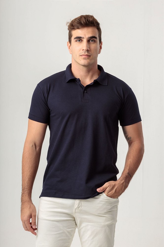 CAMISA POLO MASCULINA AZUL MARINHO - Loja Baziko