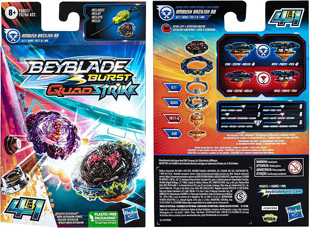 Beyblade Burst QuadStrike Ambush Bazilisk B8 F6807 Hasbro - Star Brink ...