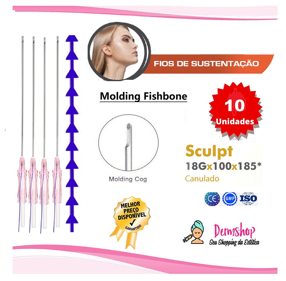 Fios de Pdo Molding Fishbone Sculpt Cônico 18Gx100mm Ponta Romba ...