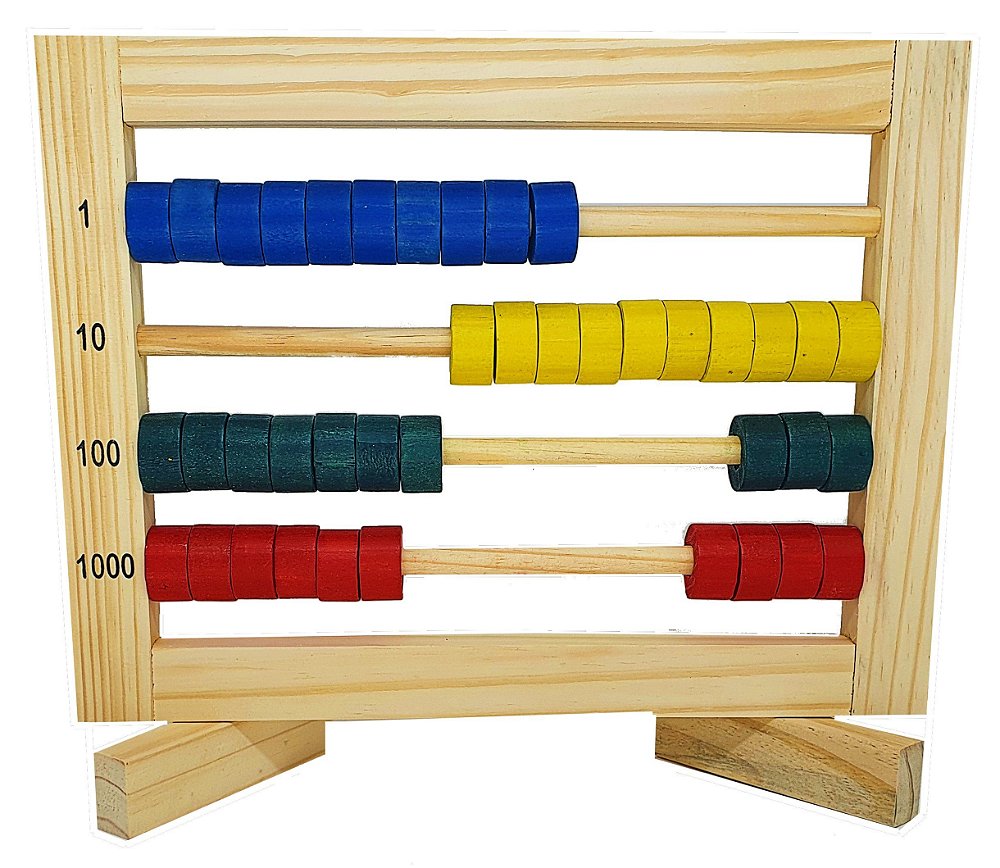 Ábaco Fechado 40 Argolas Madeira Escolar Pedagógico - Papelaria de ...