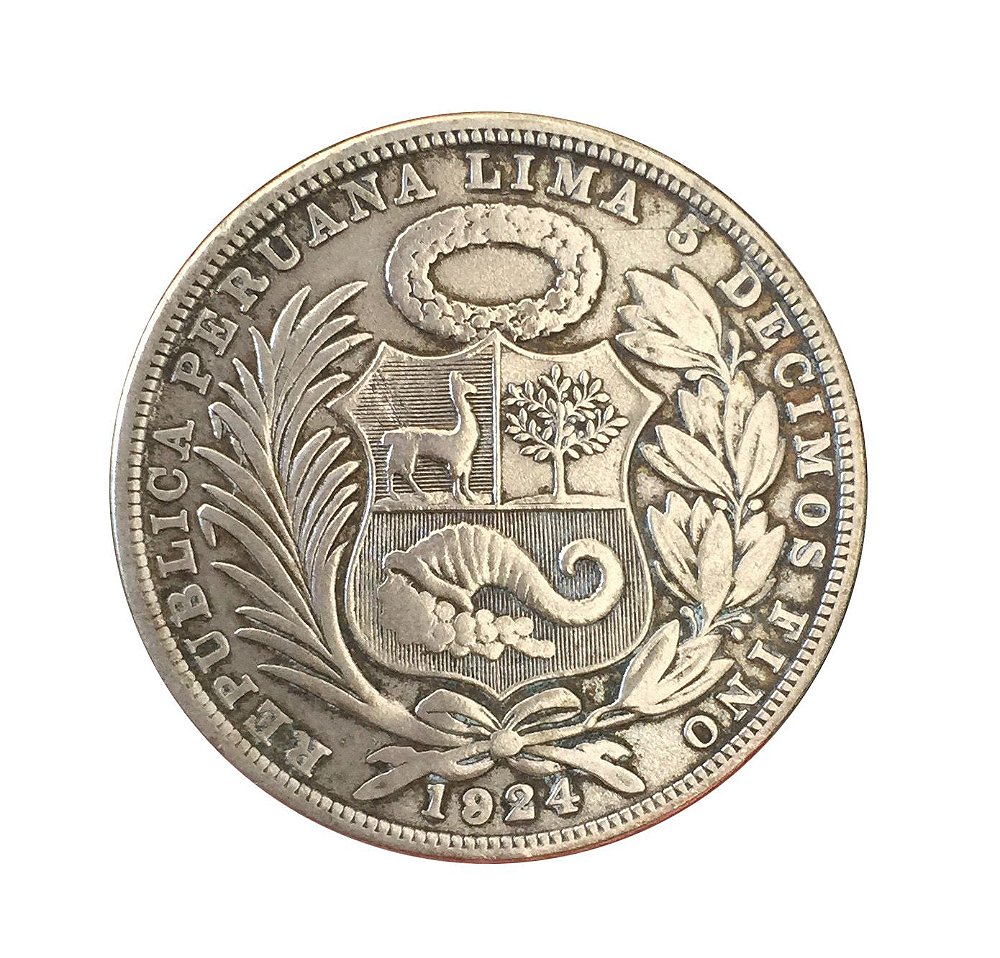 Numismática. Moeda de Prata do Peru Un Sol 1924/ 824 - Numismática ...