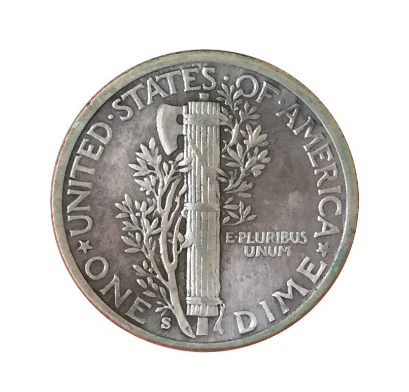 Numismática. Moeda de Prata dos Estados Unidos One Dime 1943 S ...