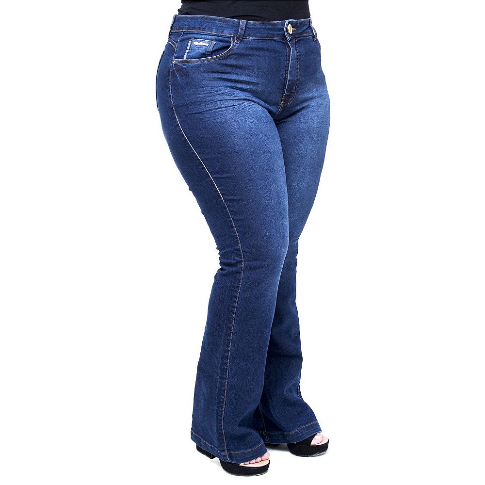 Calça Jeans Feminina Xtra Charmy Plus Size Flare Luciellen Azul - Ane ...