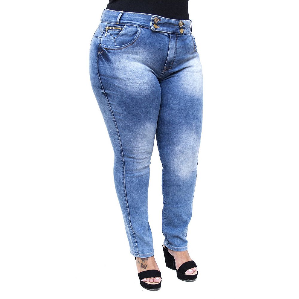 Calça Jeans Feminina Xtra Charmy Plus Size Cigarrete Aymar Azul - Ane ...