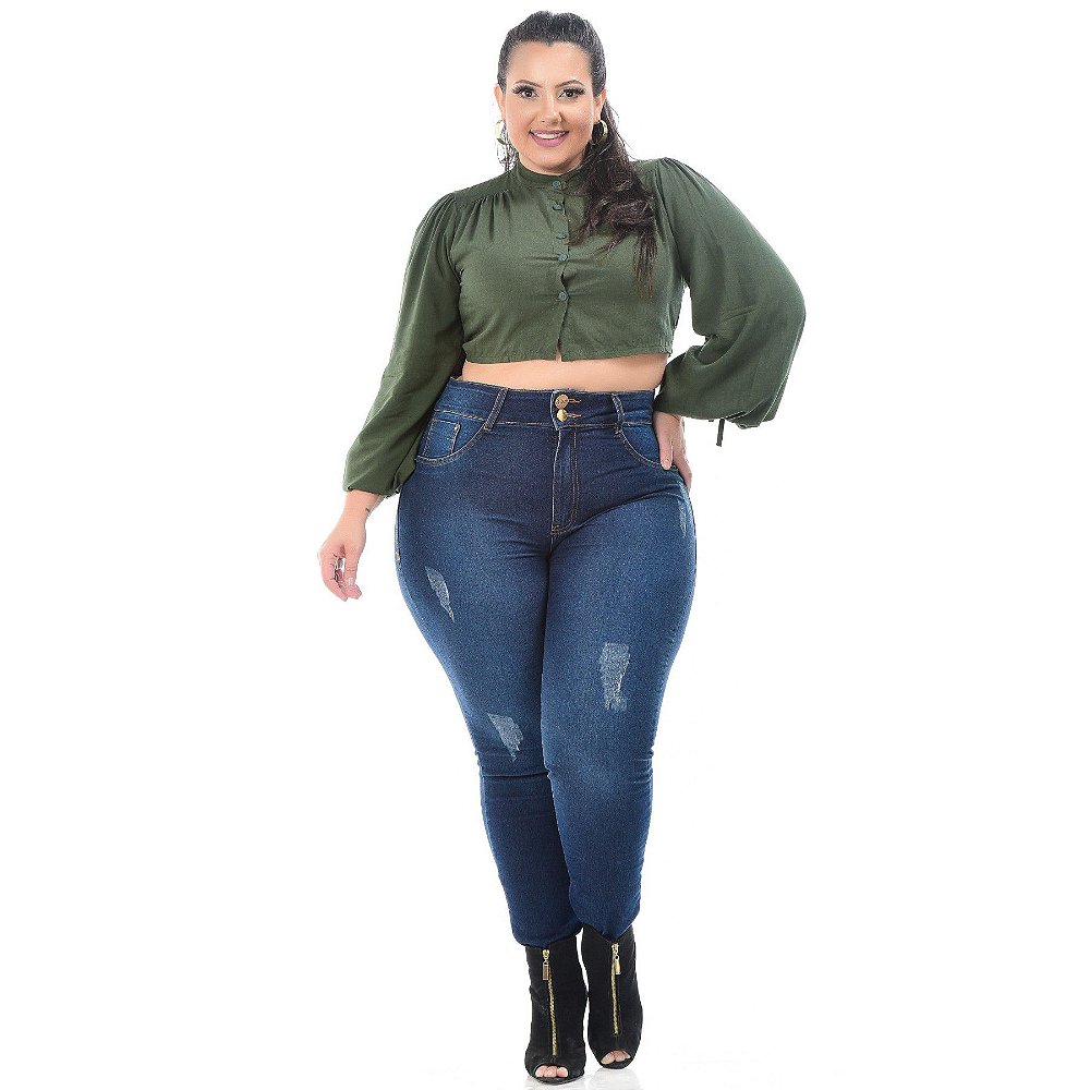 Calça Jeans Xtra Charmy Plus Size Skinny Ecila Azul - Ane Jeans - 10 Anos