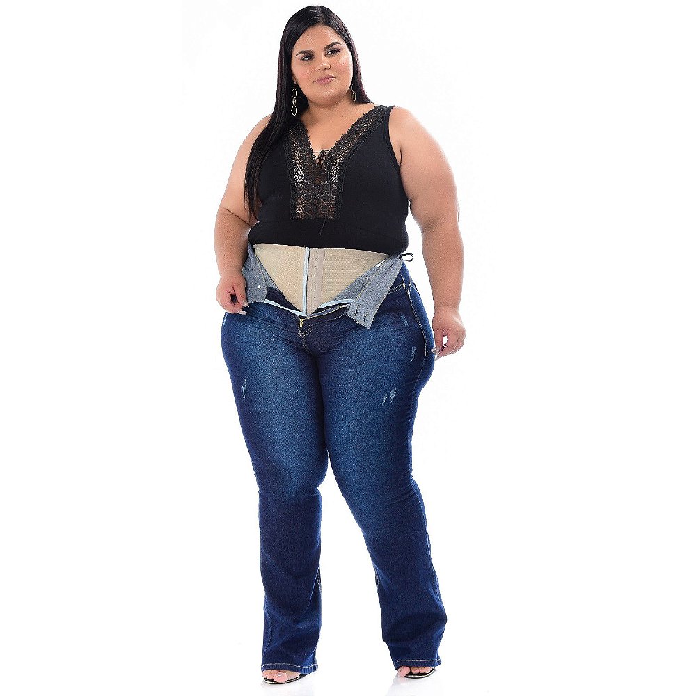 Calça Jeans Xtra Charmy Plus Size Flare Onilda Azul - Ane Jeans - 10 Anos