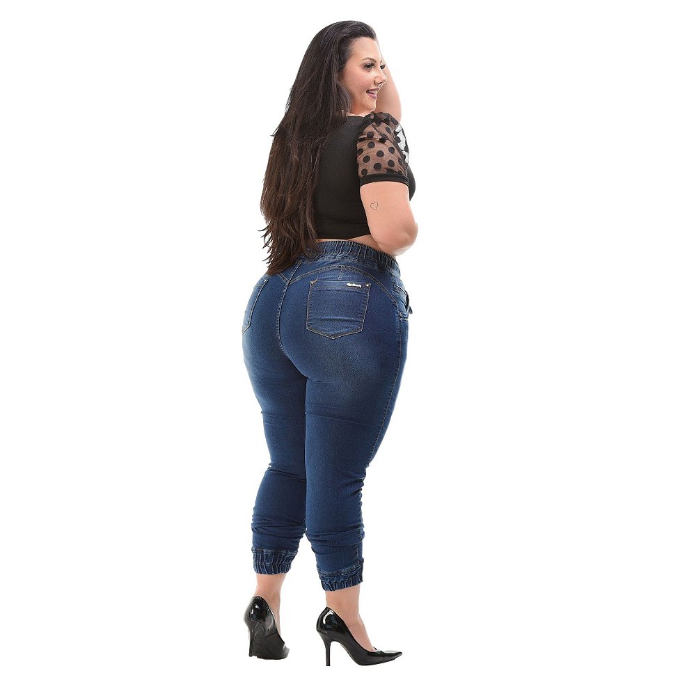 Calça Jeans Xtra Charmy Plus Size Jogger Cremildes Azul - Ane Jeans ...