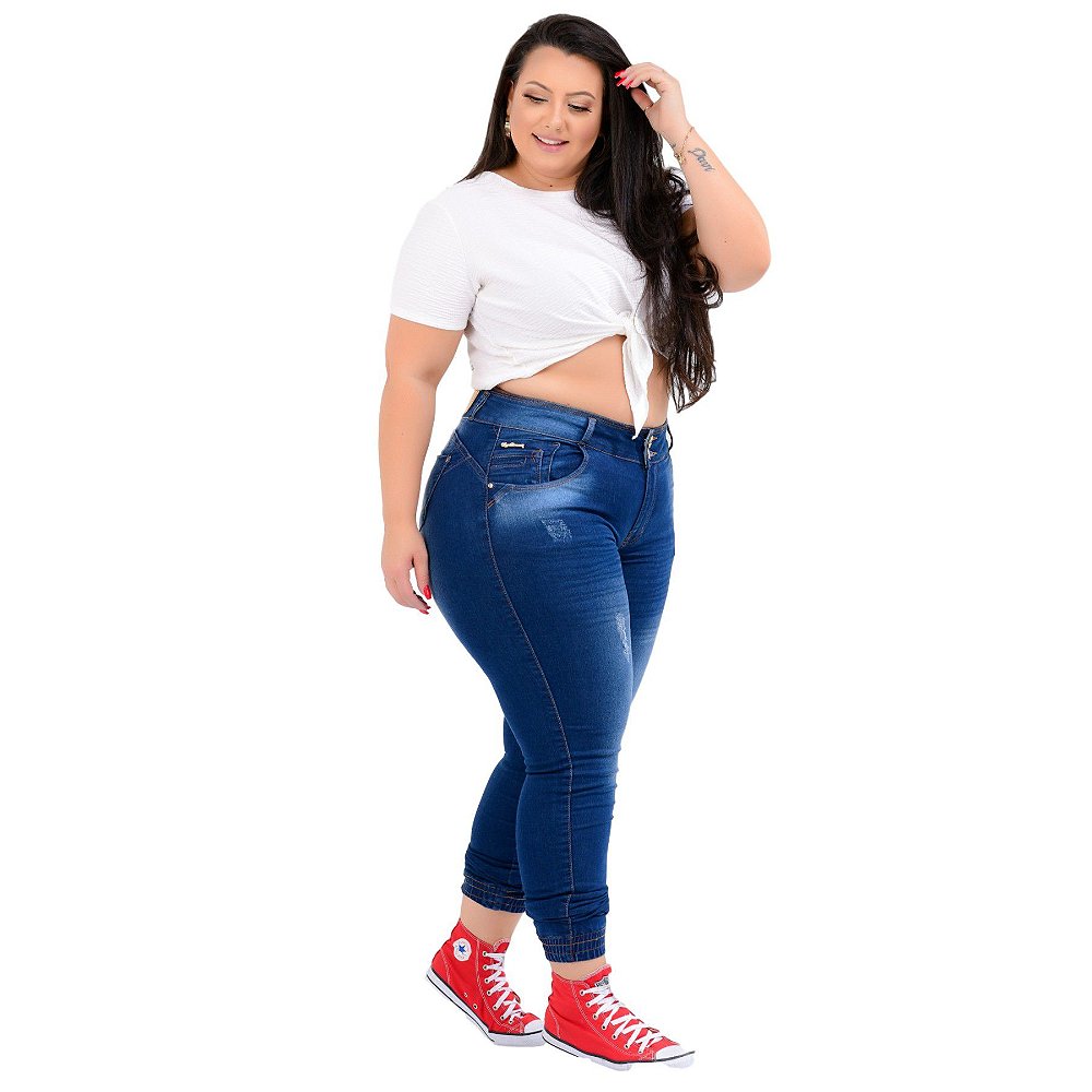 Calça Jeans Xtra Charmy Plus Size Skinny Nelisa Azul - Andando no ...