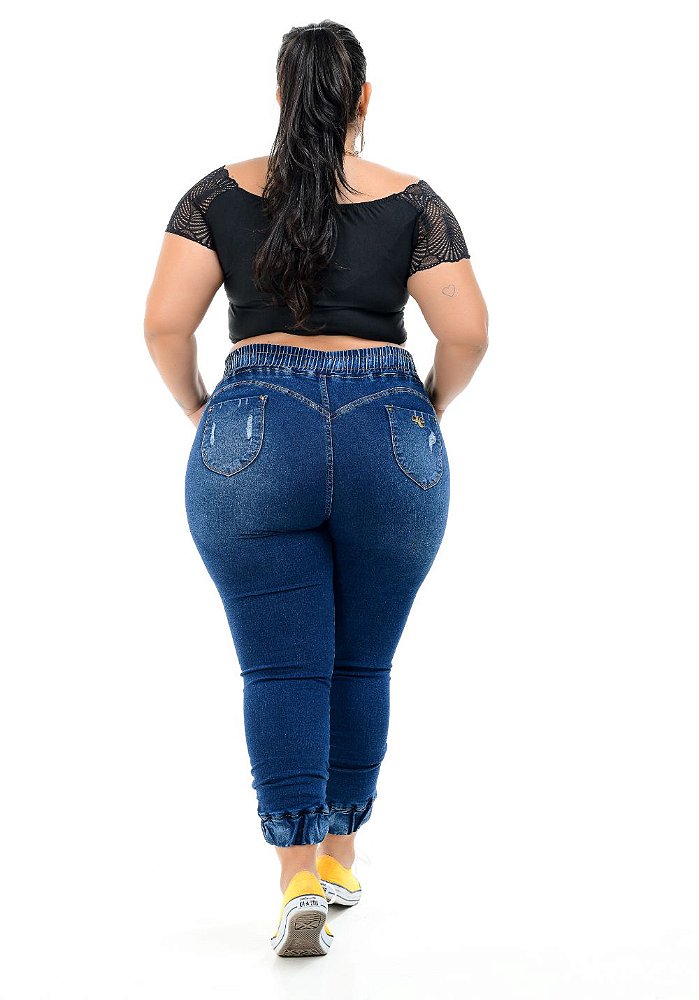 Calça Jeans Xtra Charmy Plus Size Jogger Francilaine Azul - Ane Jeans ...